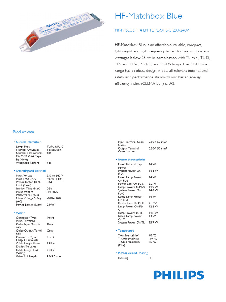 Phillips - HF-Matchbox Blue | PDF | Alternating Current | Mains Electricity