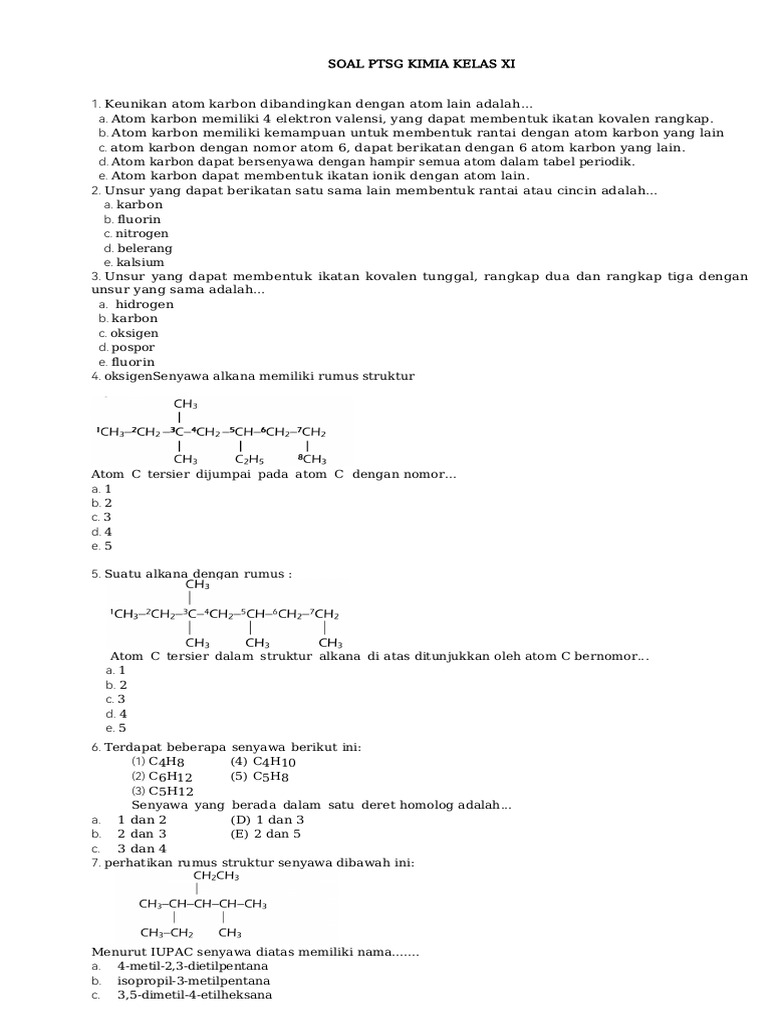 Soal PTSG Kimia Kelas Xi | PDF | Sains & Matematika