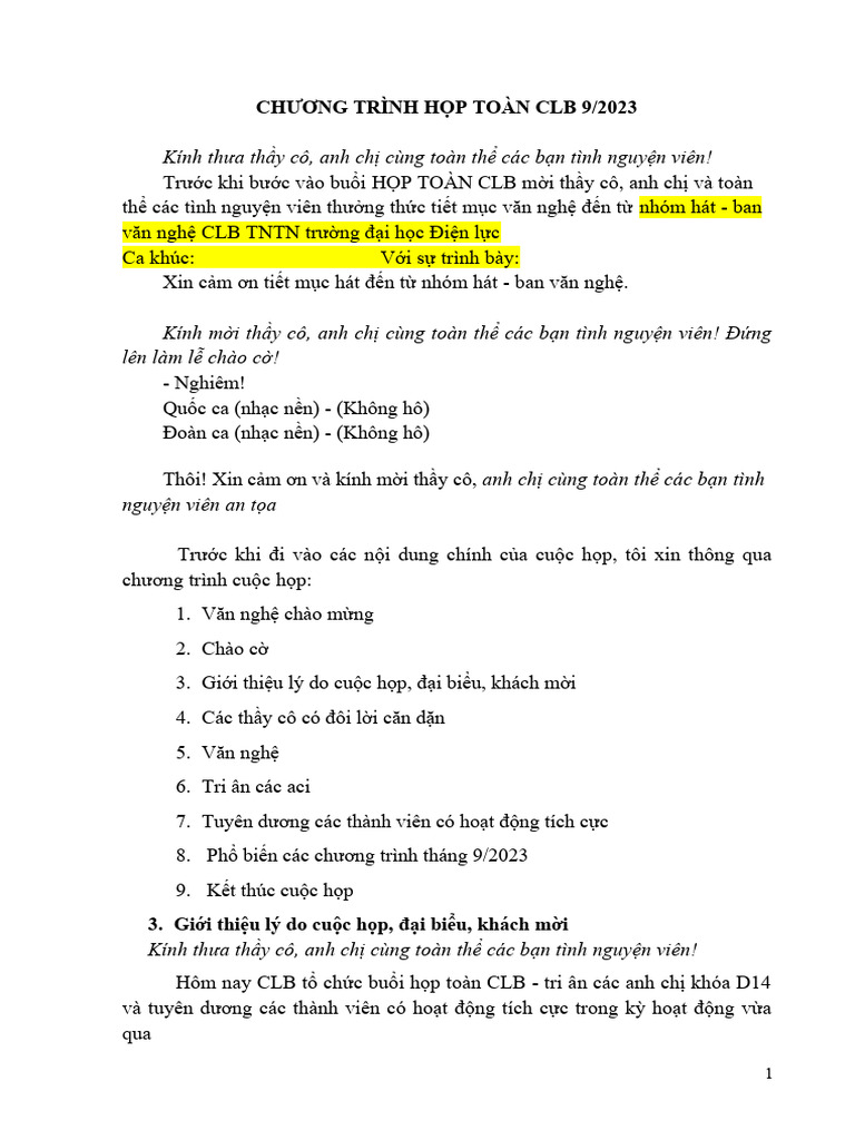 Kich Ban Hop Toan CLB | PDF