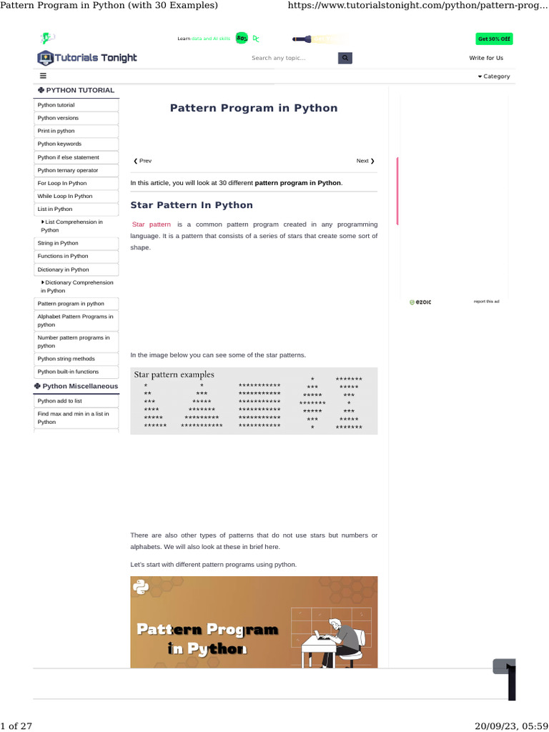 Pattern Program in Python (With 30 Examples) | Download Free PDF | Control Flow | Python ...
