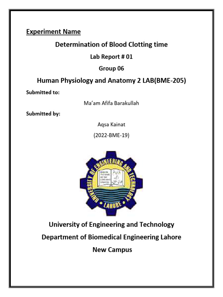 Lab 1 Anatomy | PDF | Coagulation | Platelet