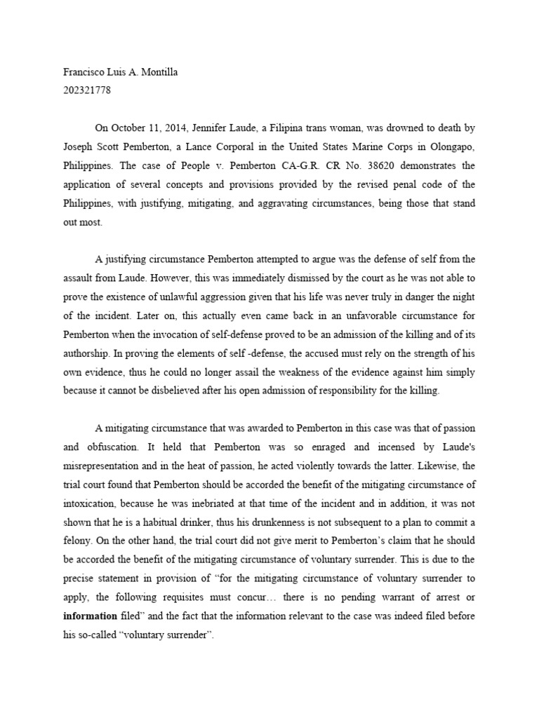 Laude v. Pemberton Case Analysis | PDF | Misconduct | Deviance (Sociology)