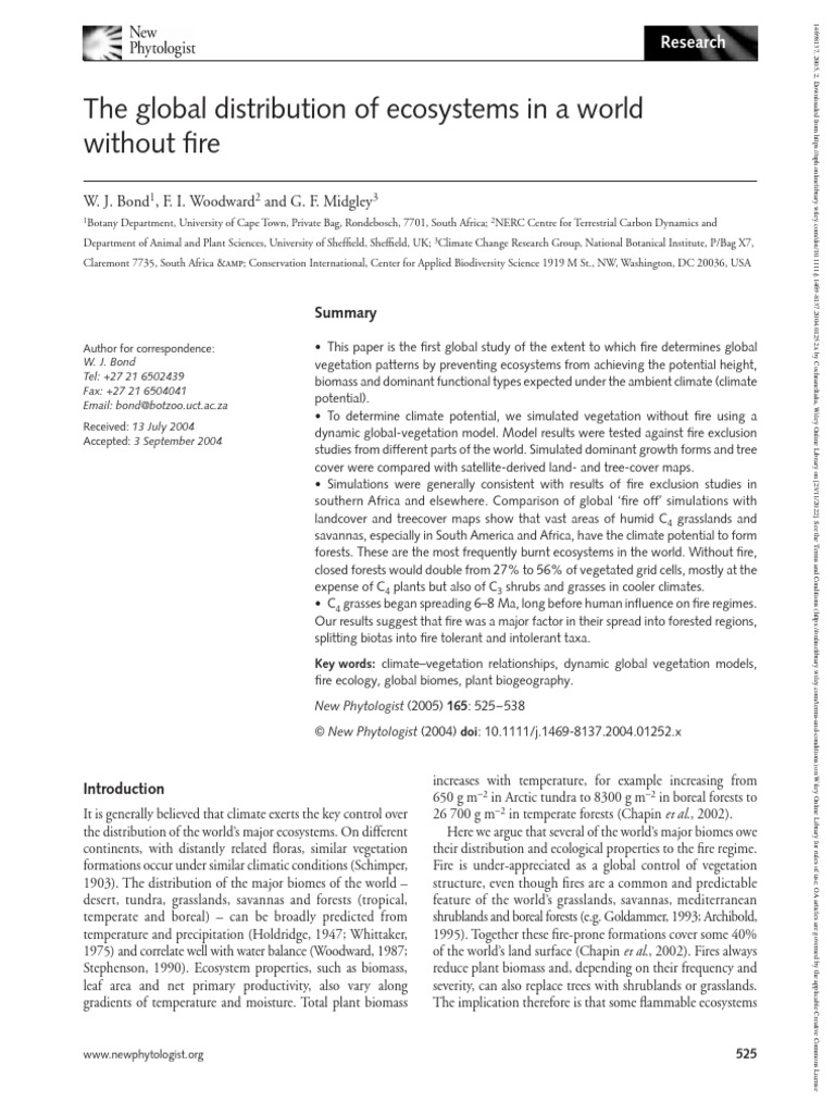 New Phytologist - 2004 - Bond - The Global Distribution of Ecosystems ...