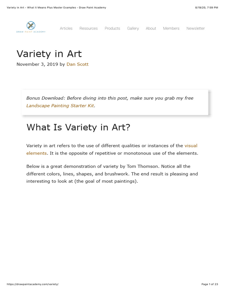Understanding Variety in Art | PDF | Paintings | Color