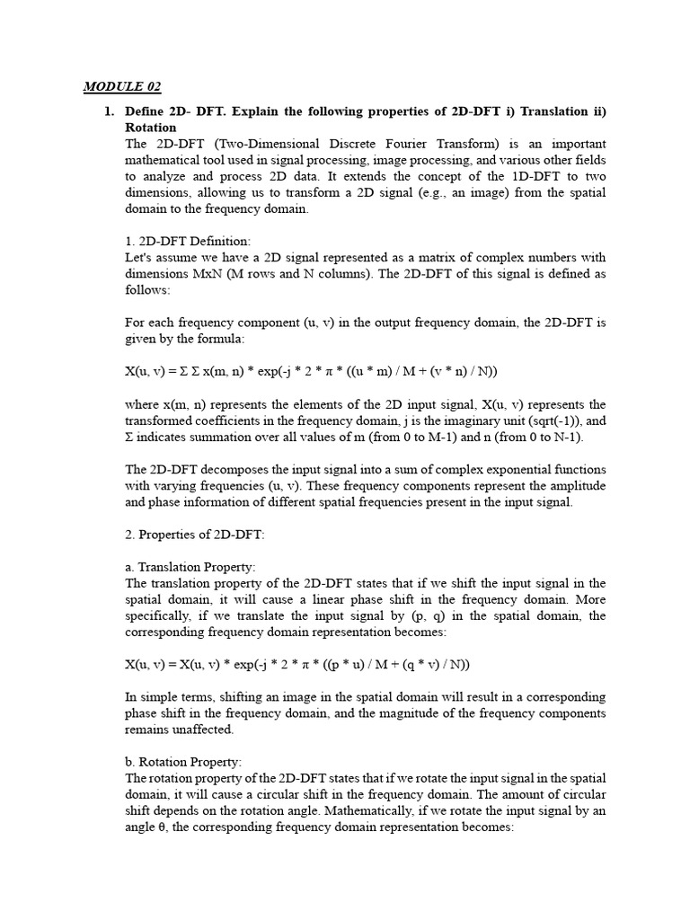 Module 02 Dip | PDF | Discrete Fourier Transform | Low Pass Filter Module 02 Dip | PDF | Discrete Fourier Transform | Low Pass Filter
