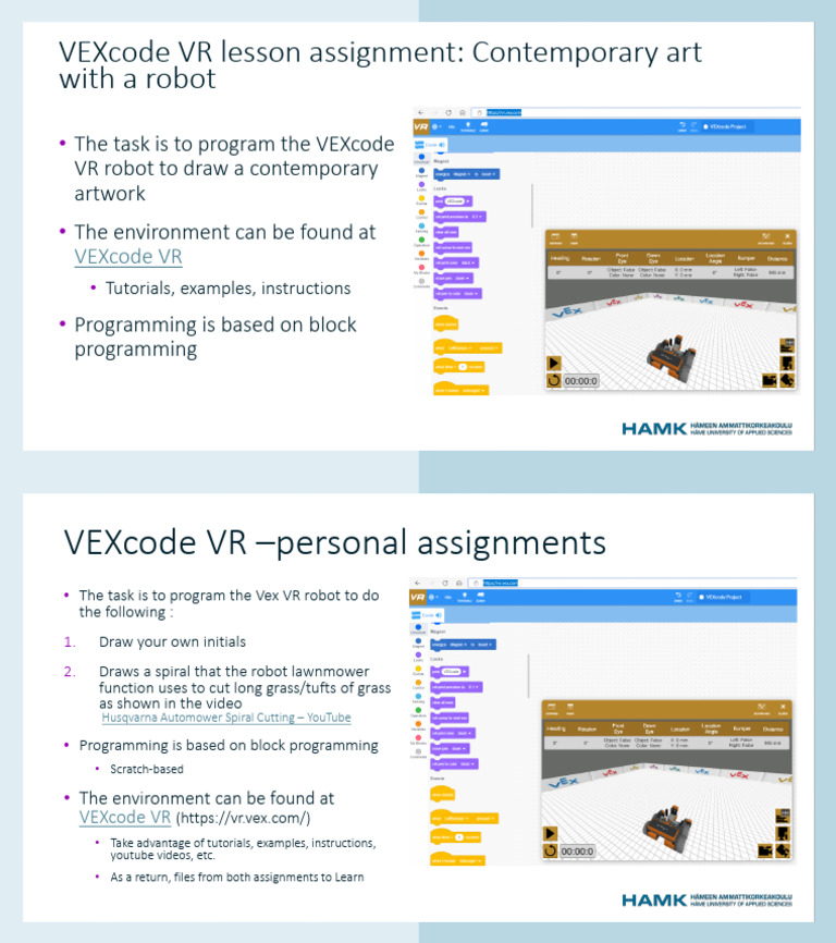 VEXcode VR - Personal Assignments | PDF