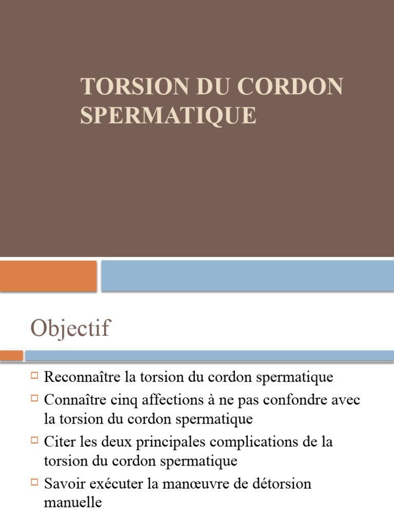 Torsion Du Cordon Spermatique | PDF | Testicule | Sciences de la santé