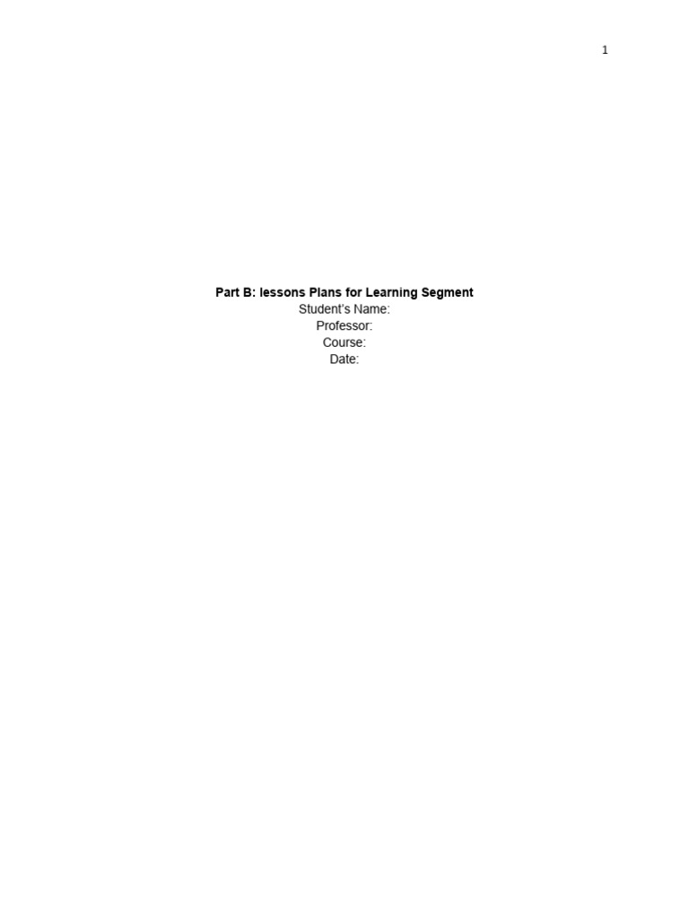 Part B Lessons Plans For Learning Segment | PDF | Reading Comprehension ...