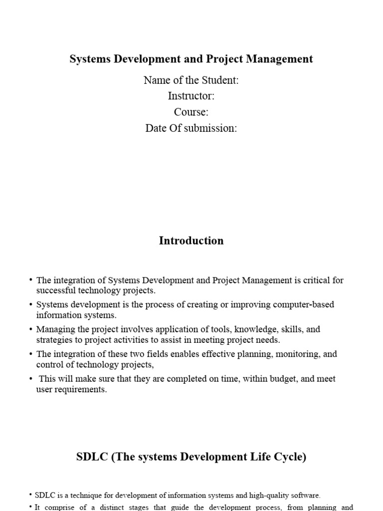Integrating Systems Development & Project Management | PDF | Software ...