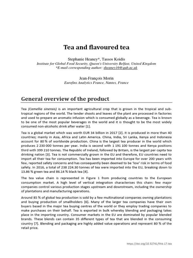 Tea and Flavoured Tea Author Stephanie Heaney, Tassos Koidis, Jean ...
