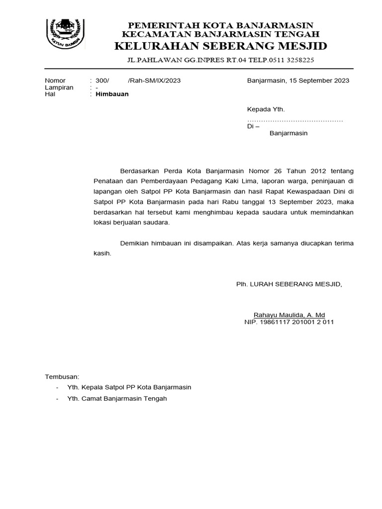 Himbauan untuk Pedagang Kaki Lima | PDF