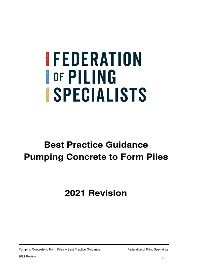 FPS Guidance For Pumping Concrete To Form Piles Revision 2021 | PDF ...