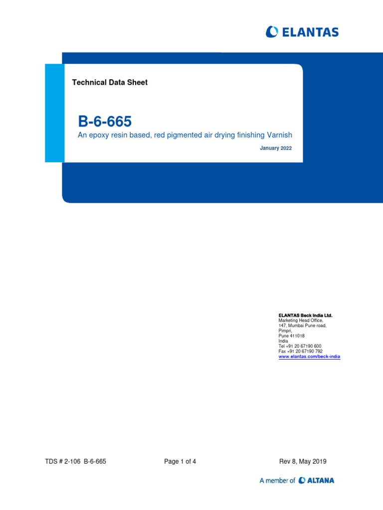 Elantas B-6-665product-Sheet-1-En | PDF | Varnish | Materials