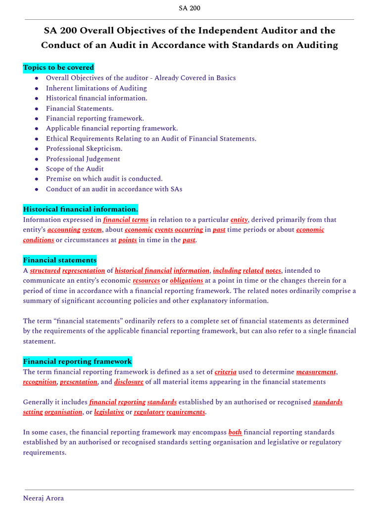 Class-2 SA-200 | PDF | Audit | Financial Audit