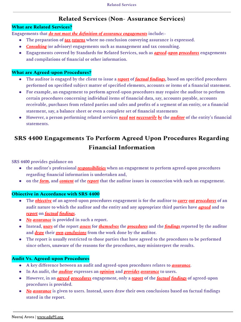 Agreed-Upon Procedures Under SRS 4400 | PDF | Audit | Business