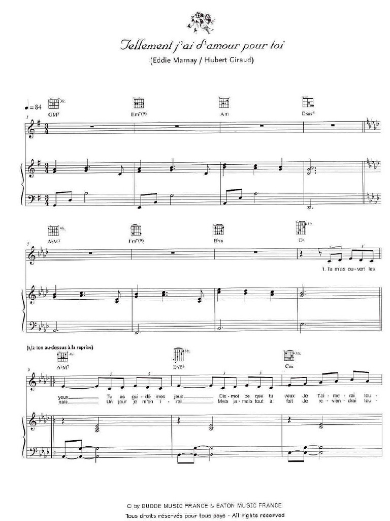 Tellement j'ai d'amour pour toi partition Celine Dion | PDF