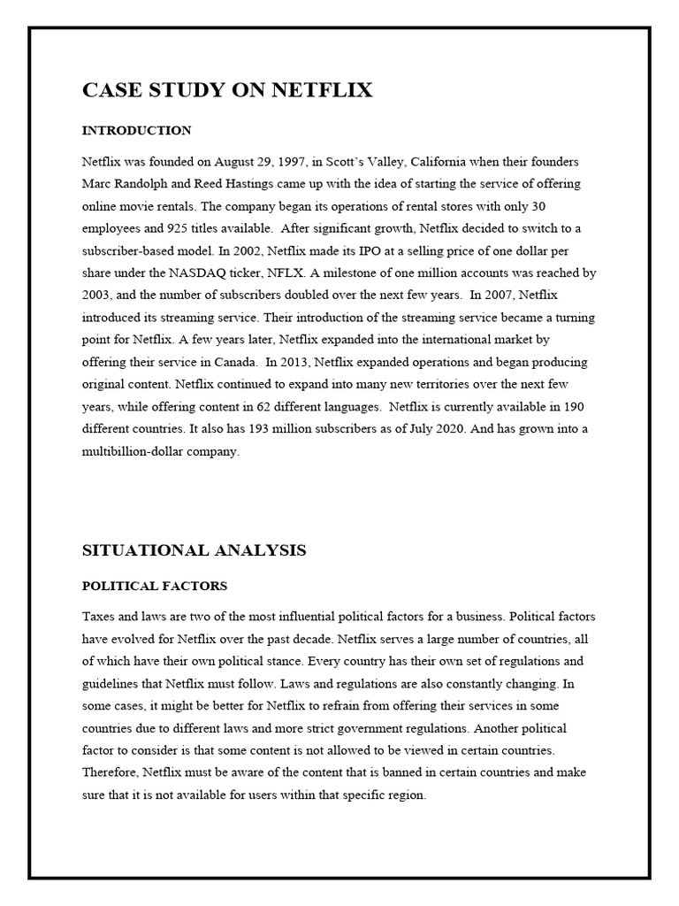 Case Study On Netflix | PDF | Netflix | Streaming Media