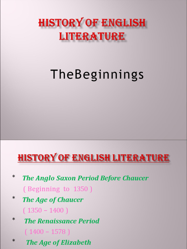 History of English Literature Overview | PDF | Poetry | Anglo Saxons