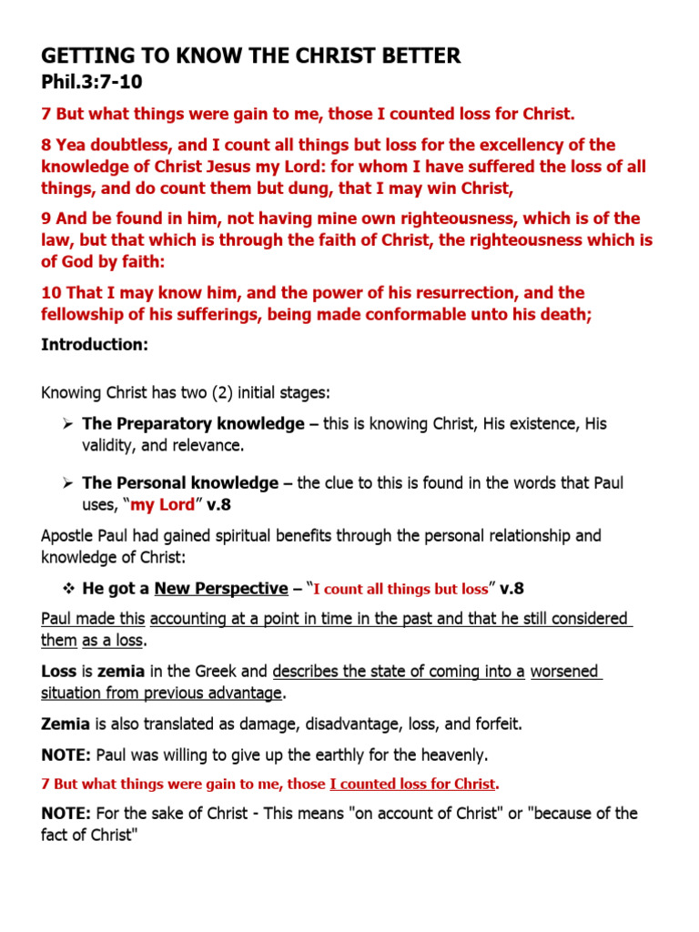 Getting To Know Christ Better | PDF | Jesus | Paul The Apostle