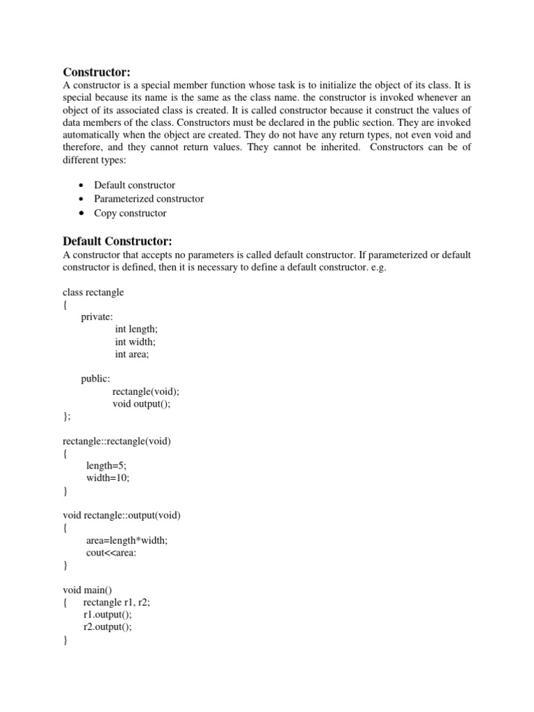 Constructor | PDF | Constructor (Object Oriented Programming) | Programming Constructor | PDF | Constructor (Object Oriented Programming) | Programming