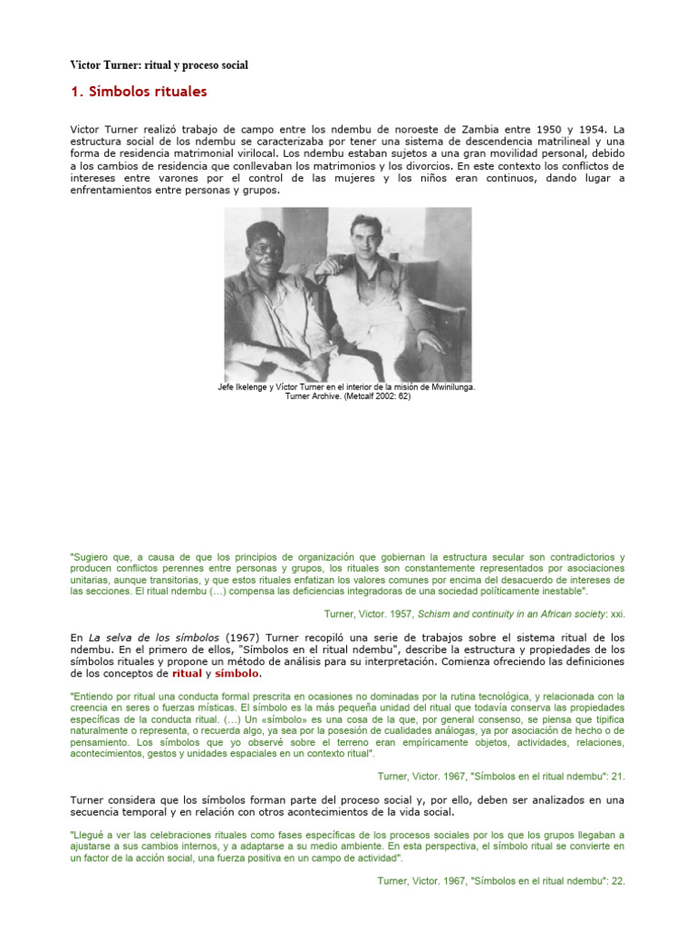 Ritual y símbolos en los Ndembu | PDF | Rituales | Sociedad