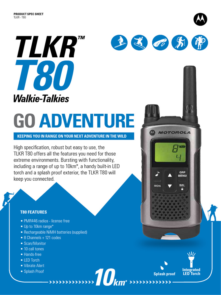MOTOROLA Walkie Talkie Consumer Radio TLKR T80 | PDF | Rechargeable ...