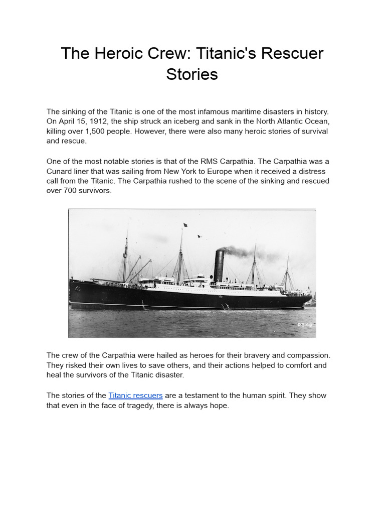 The Heroic Crew - Titanic's Rescuer Stories | PDF | Rms Titanic ...