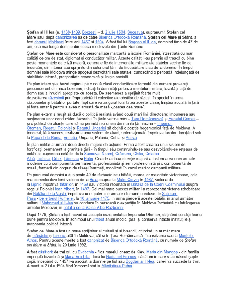 Stefan Cel Mare | PDF