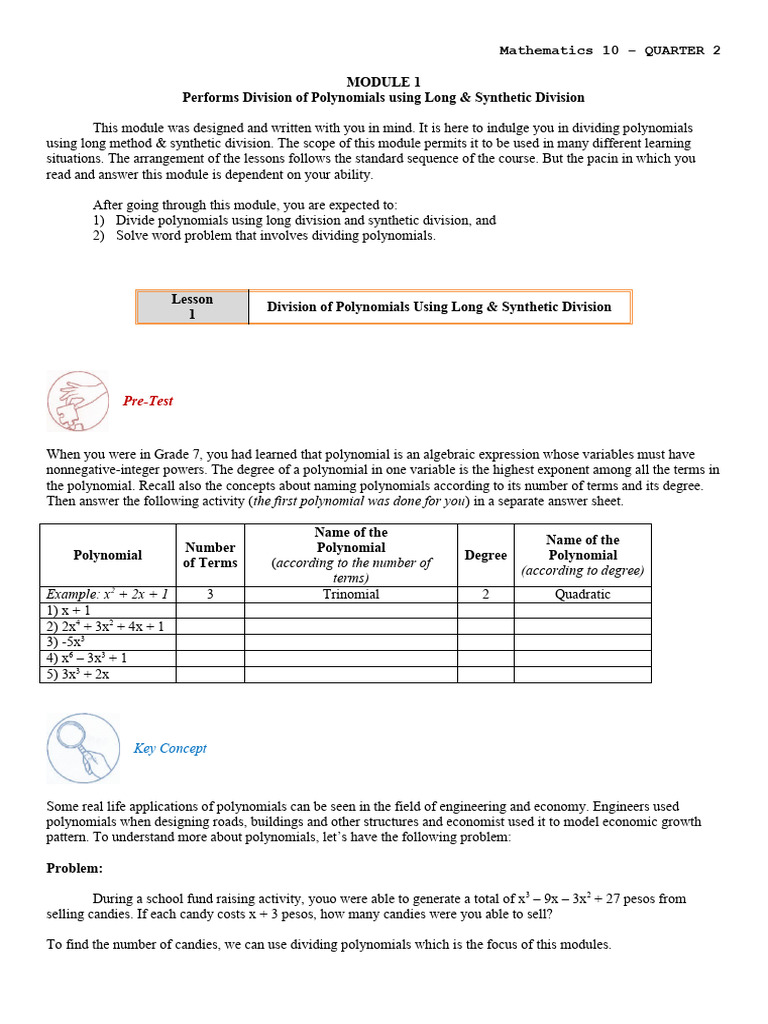 Math10 Q2 Mod1 Pdf Polynomial Factorization 0933