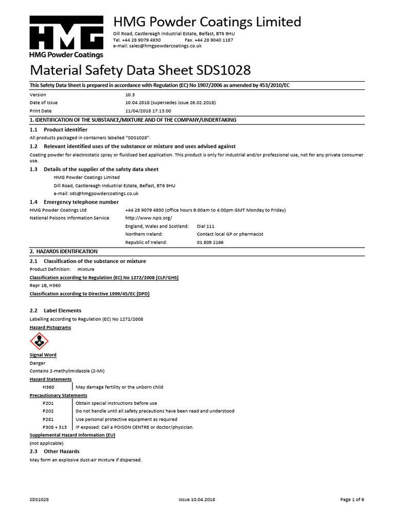 MSDS Powder Caoting | PDF | Dangerous Goods | Waste