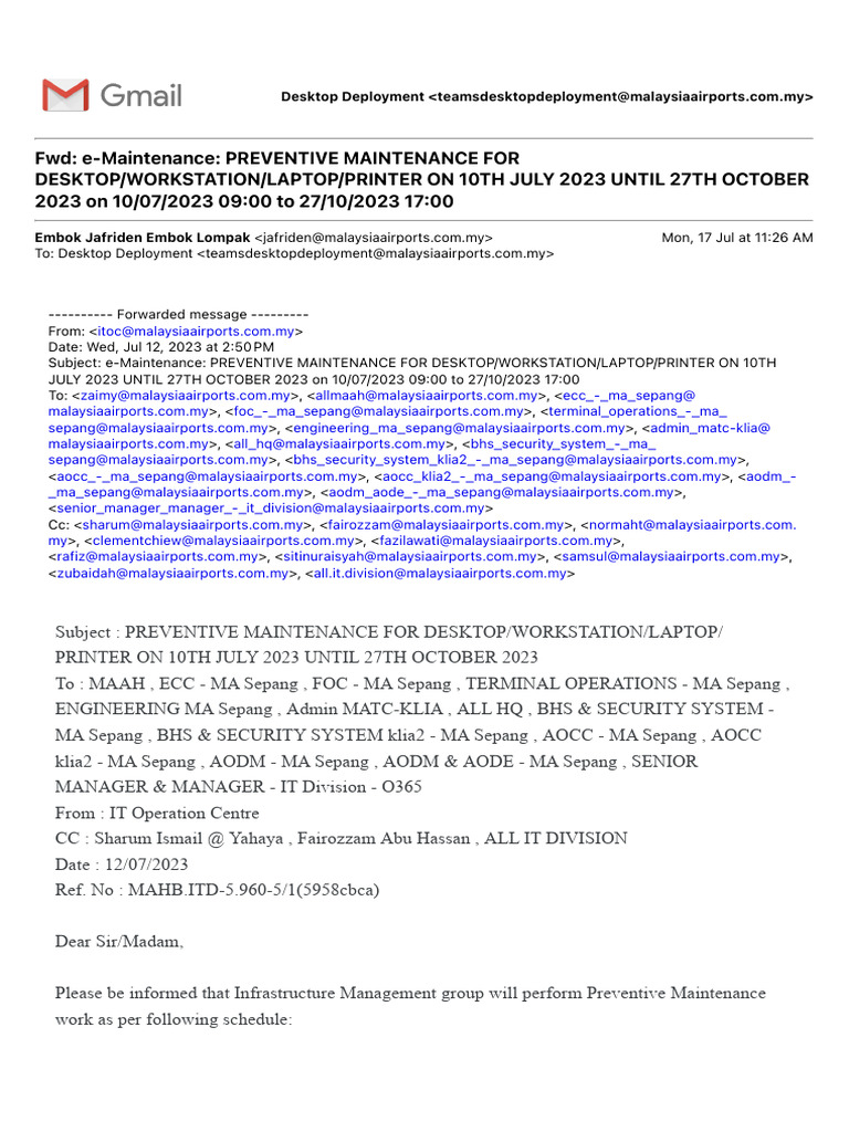 Preventive Maintenance Schedule 2023 | PDF | Personal Computing ...