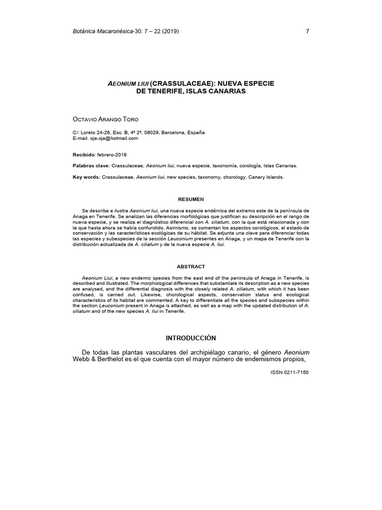 Bot-Macar-30-2, A. Liui Sp. Nov | PDF | Tallo de la planta | Hoja