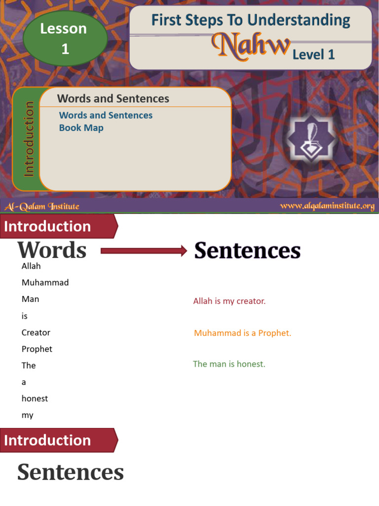 Intro to Arabic Nahw: Words & Sentences | PDF