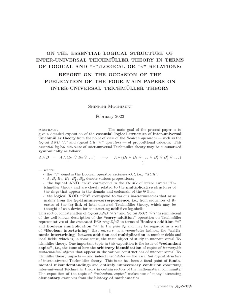 Inter-Universal Teichmuller Theory | PDF | Mathematics | Complex Number