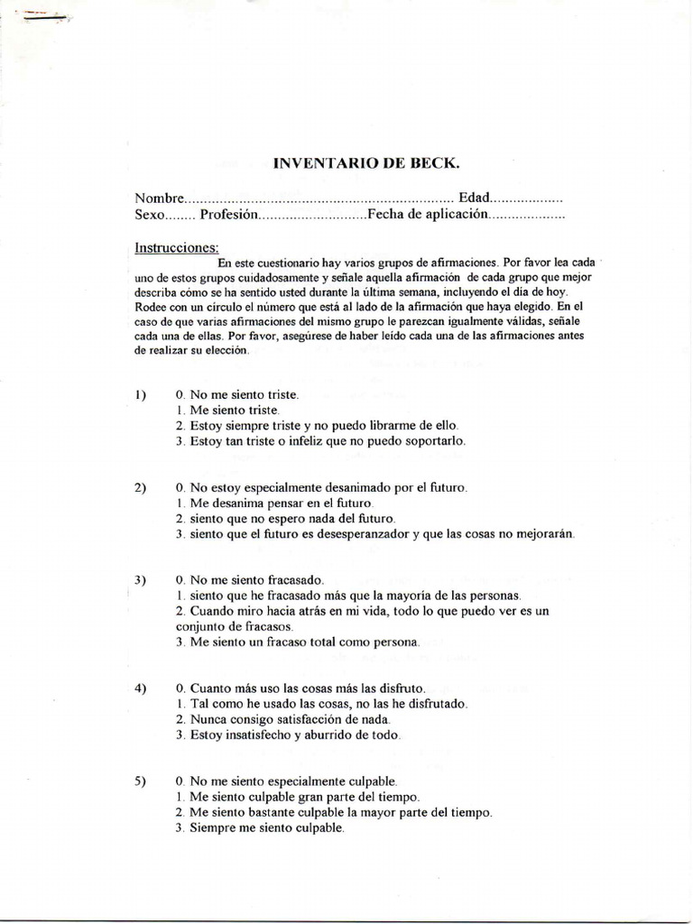 Inventario+Beck 1 | PDF