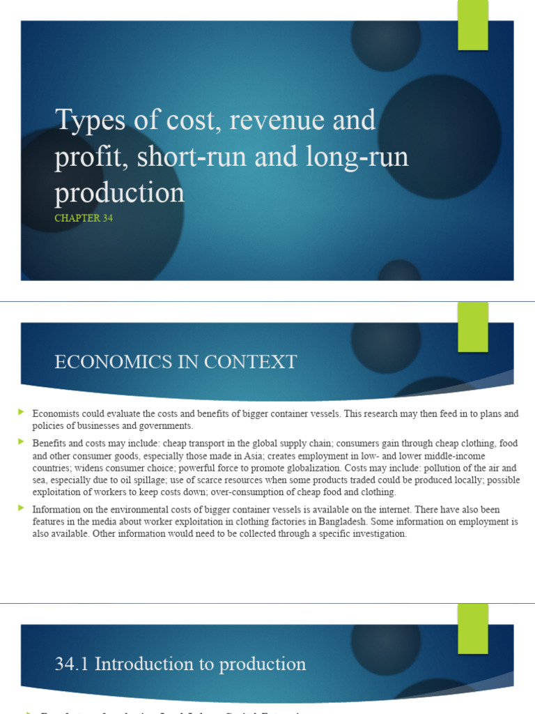 Chapter 34 - Types of Cost, Revenue and Profit, Short-Run and Long-Run ...