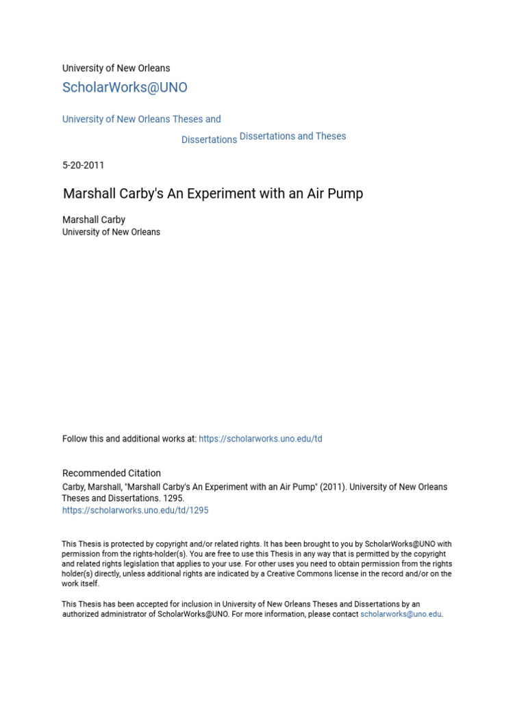 Experiment With An Air Pump PDF | PDF | Thesis | Thought