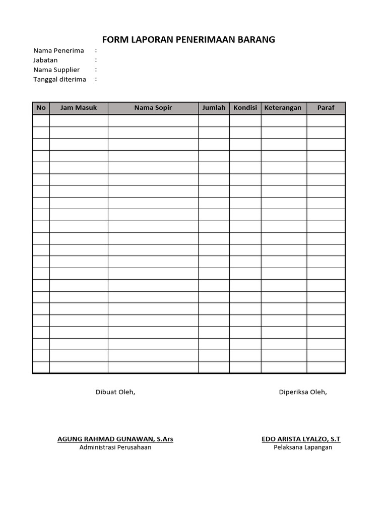 Form Penerimaan Barang | PDF