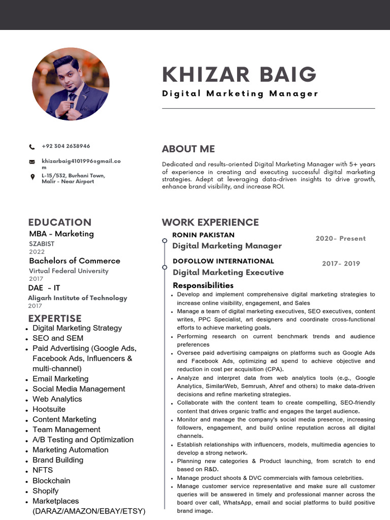 Khizar Resume Updt DMM | PDF | Digital Marketing | Analytics