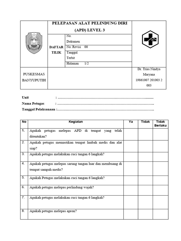 DT Pelepasan Alat Pelindung Diri APD Level III | PDF