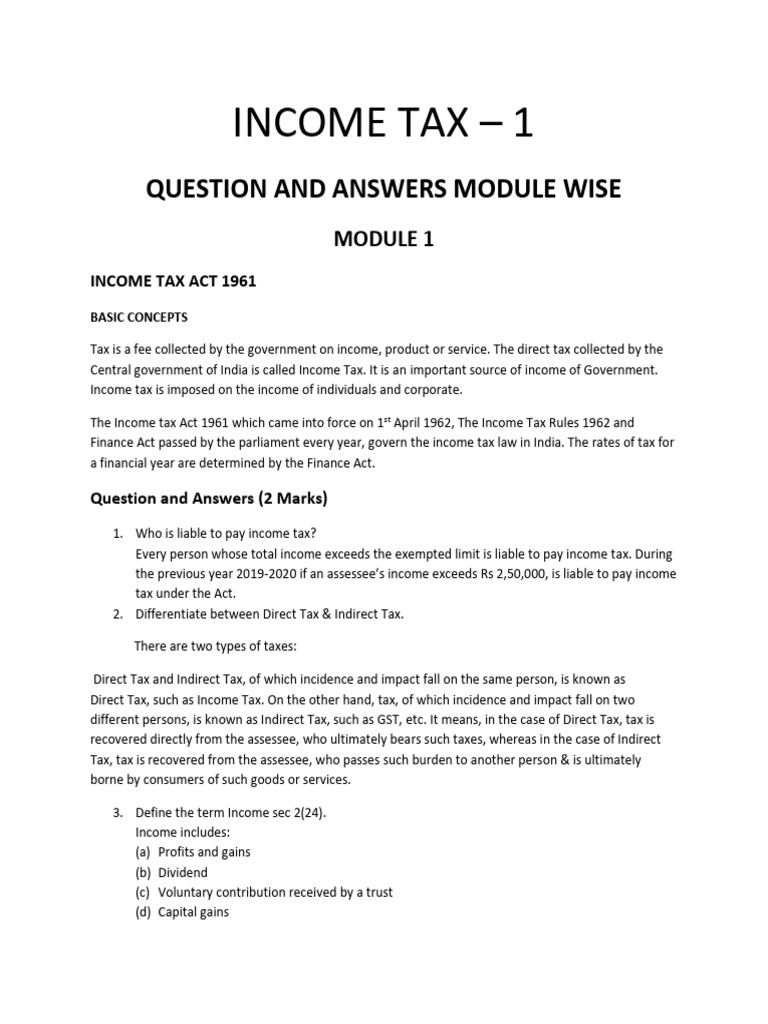 Income Tax Basics and Key Concepts | PDF | Taxes | Income Tax