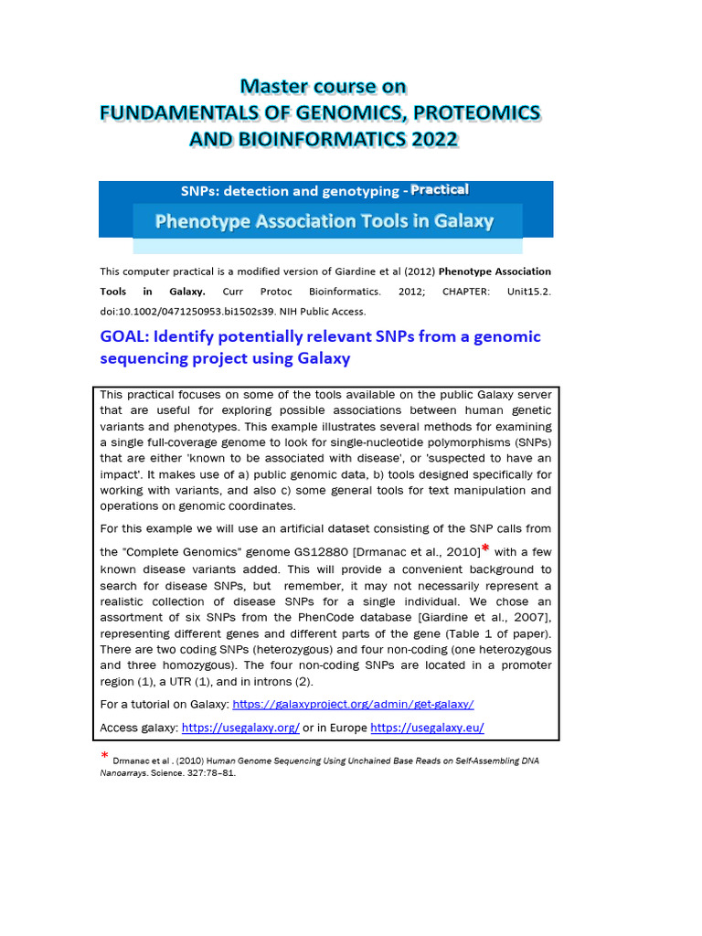 PROTOCOL Galaxy Practical-2022 | PDF | Single Nucleotide Polymorphism | Life Sciences