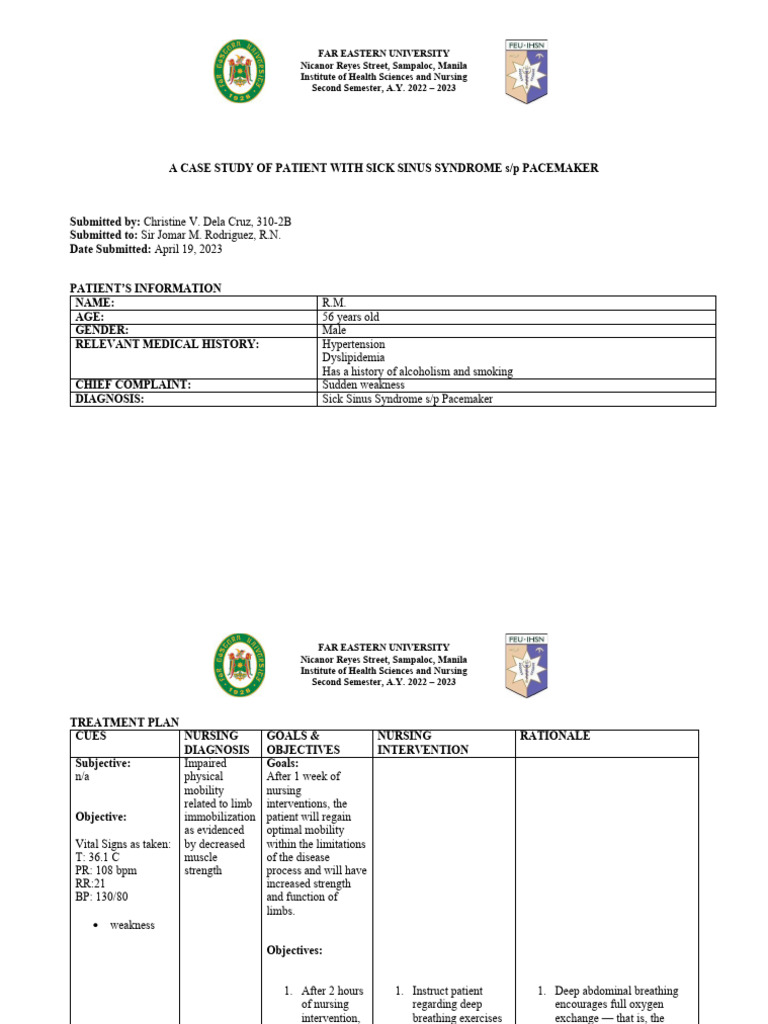 Case 3 - Sick Sinus Syndrome WTH Pacemaker - Dela Cruz | PDF ...