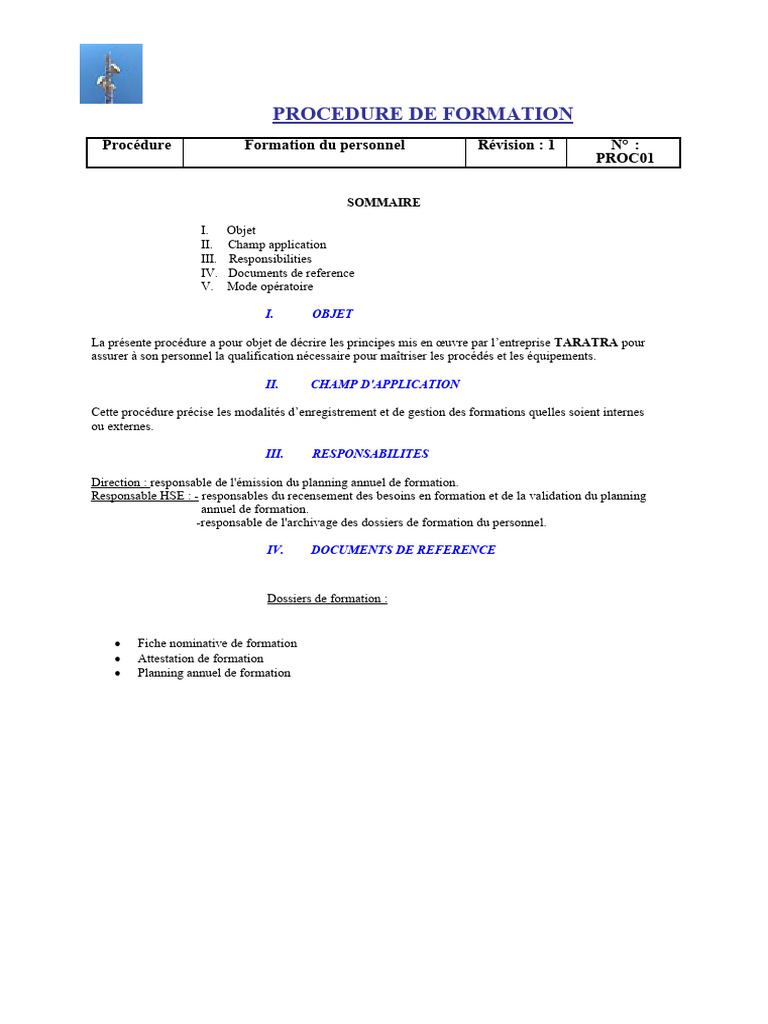 Procedure de Formation | PDF | Business