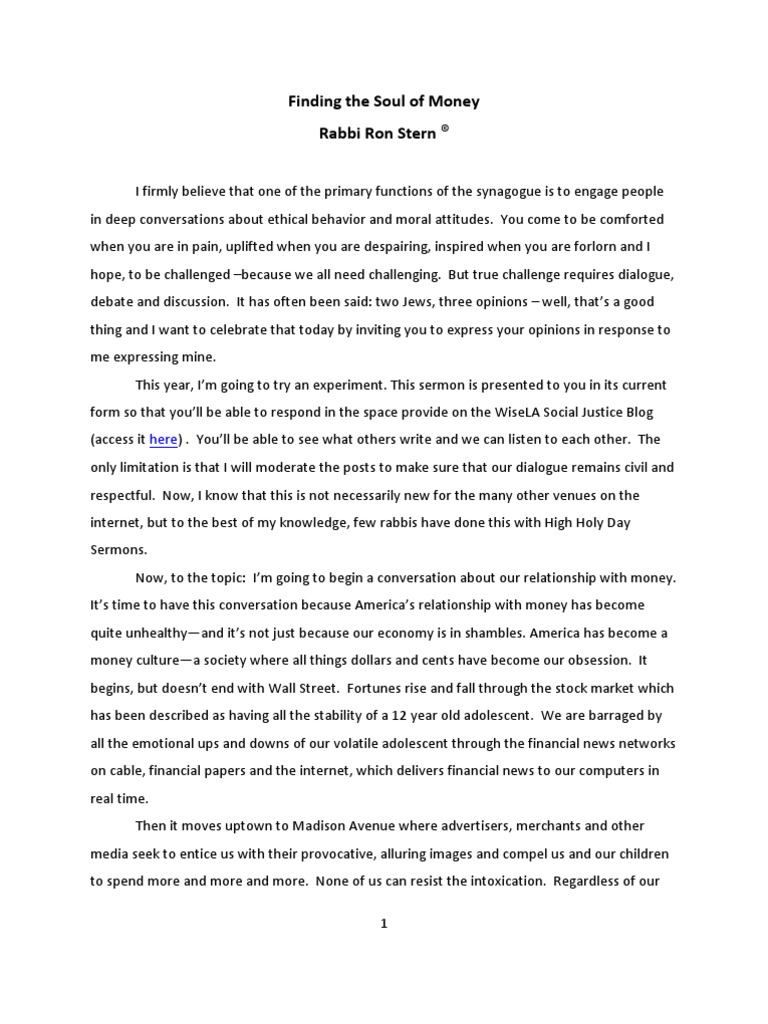 The Soul of Money | PDF | Rabbi | Money