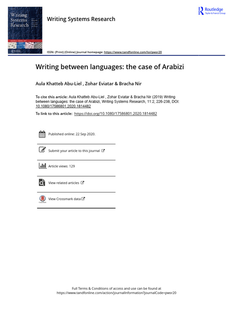 Arabizi: A Study on Non-Standard Orthography | PDF | Arabic | Orthography