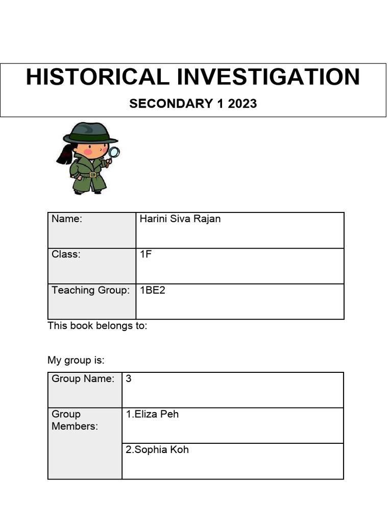 Sec 1 Historical Investigation Booklet (20 Mar 2023) | PDF | Hospital ...