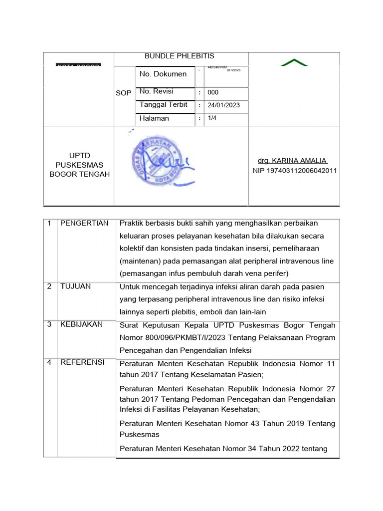 Sop Bundle Phlebitis | PDF | Sains & Matematika | Griya & Taman