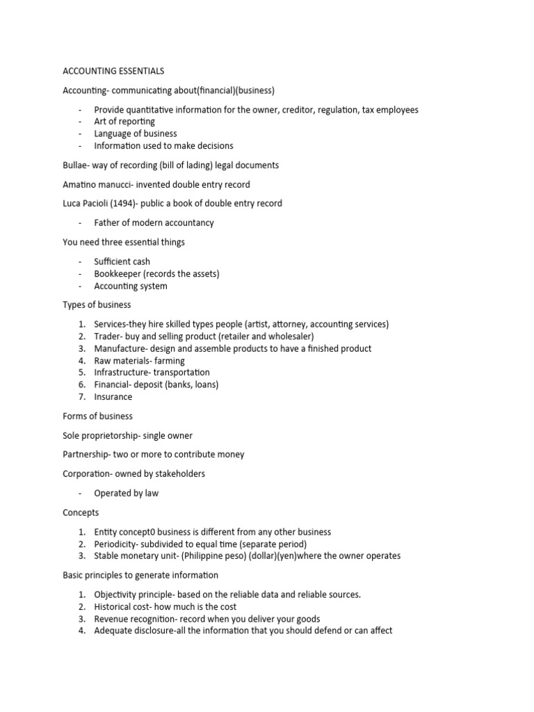 Accounting Essentials Notes | PDF | Accounting | Equity (Finance)