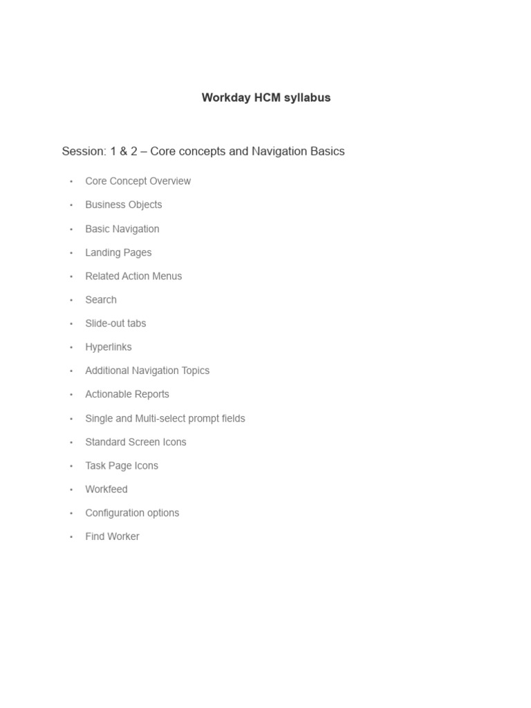 WorkDay HCM Syllabus | PDF | Business Process | Business